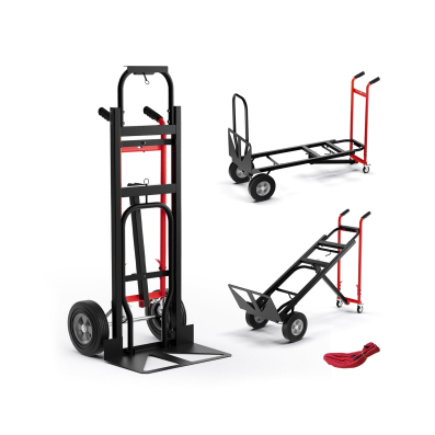 Wandelbarer Handwagen 3-in-1 Metall-Transportwagen mit 4 Gummireifen ...